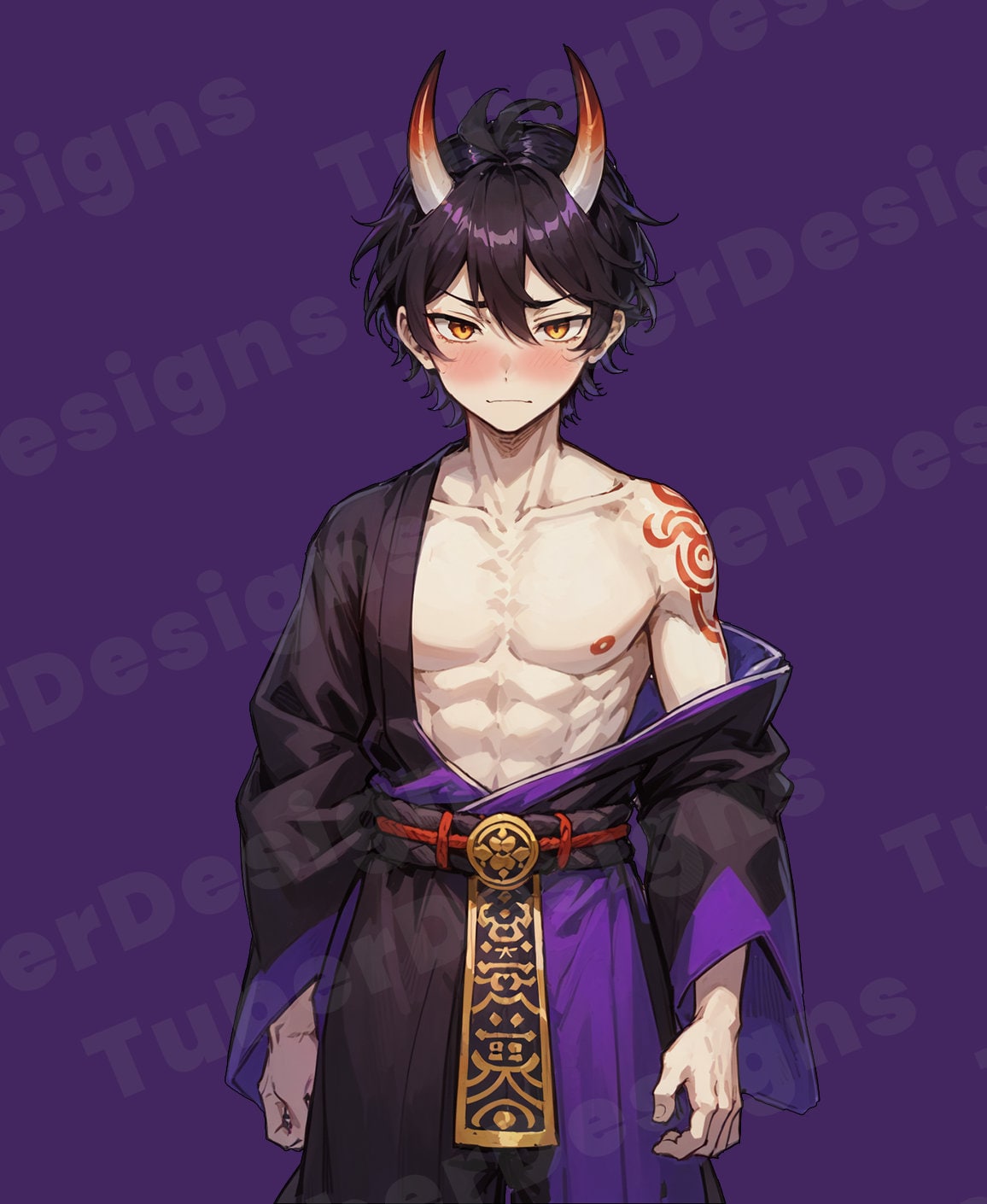Pngtuber Oni Boy Premade Male Pngtuber - Etsy