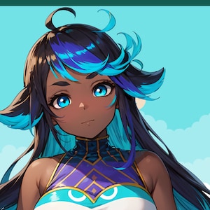 Vtuber - Ocean Girl for Vtube Studio as a Cute Blue Vtuber Tan Girl ...