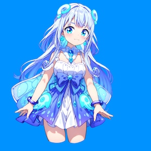 Vtuber Jellyfish Girl for Vtube Studio as a Cute Blue and White Half ...