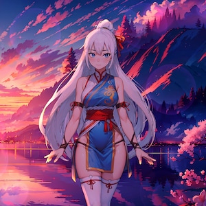 Premade Vtuber Model - Azure Dragoness Girl for Vtube Studio as a Blue, White, Red Full Body ...