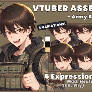 Pngtuber Army Boy 2D Premade Model With 4 Variations and With 5 ...