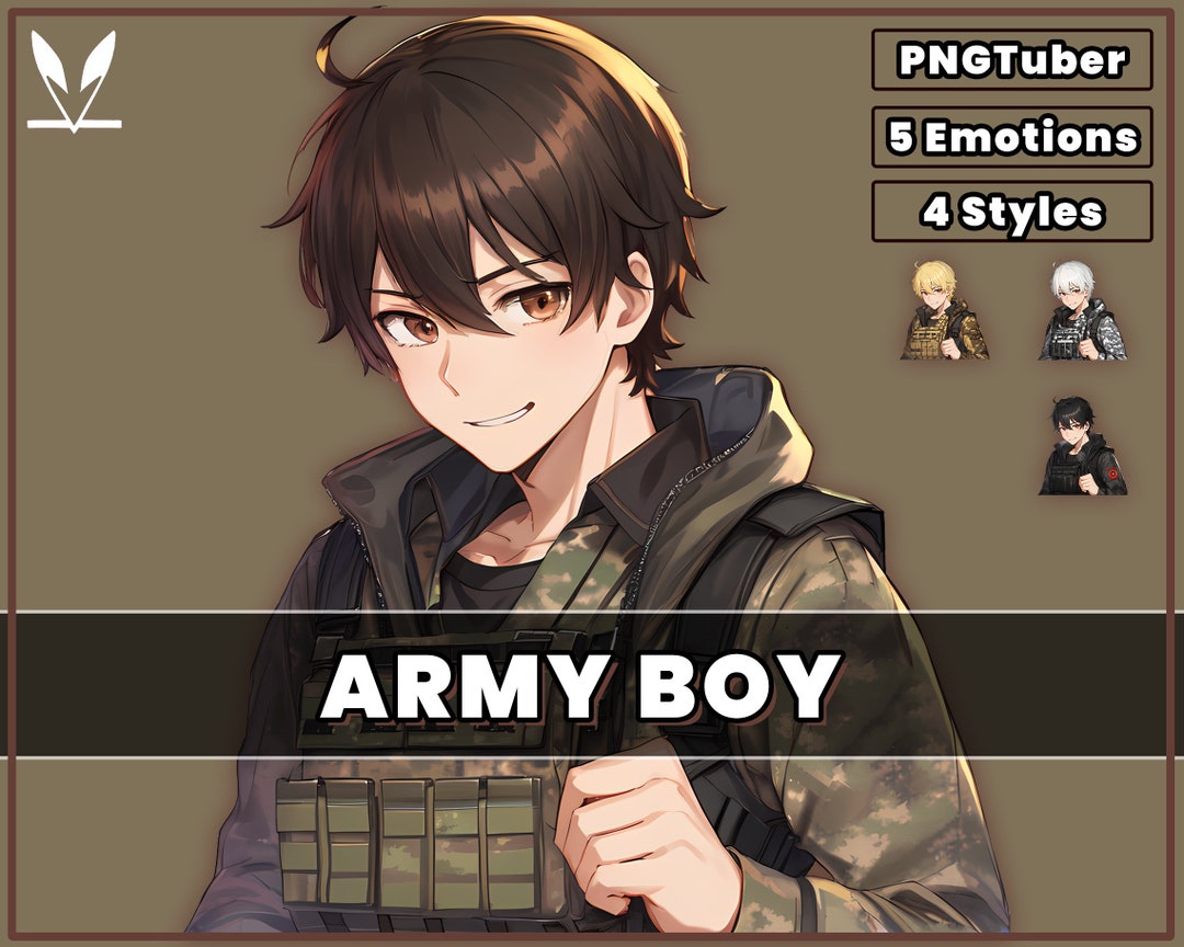 Pngtuber Army Boy 2D Vtuber Premade Model With 4 Variations - Etsy