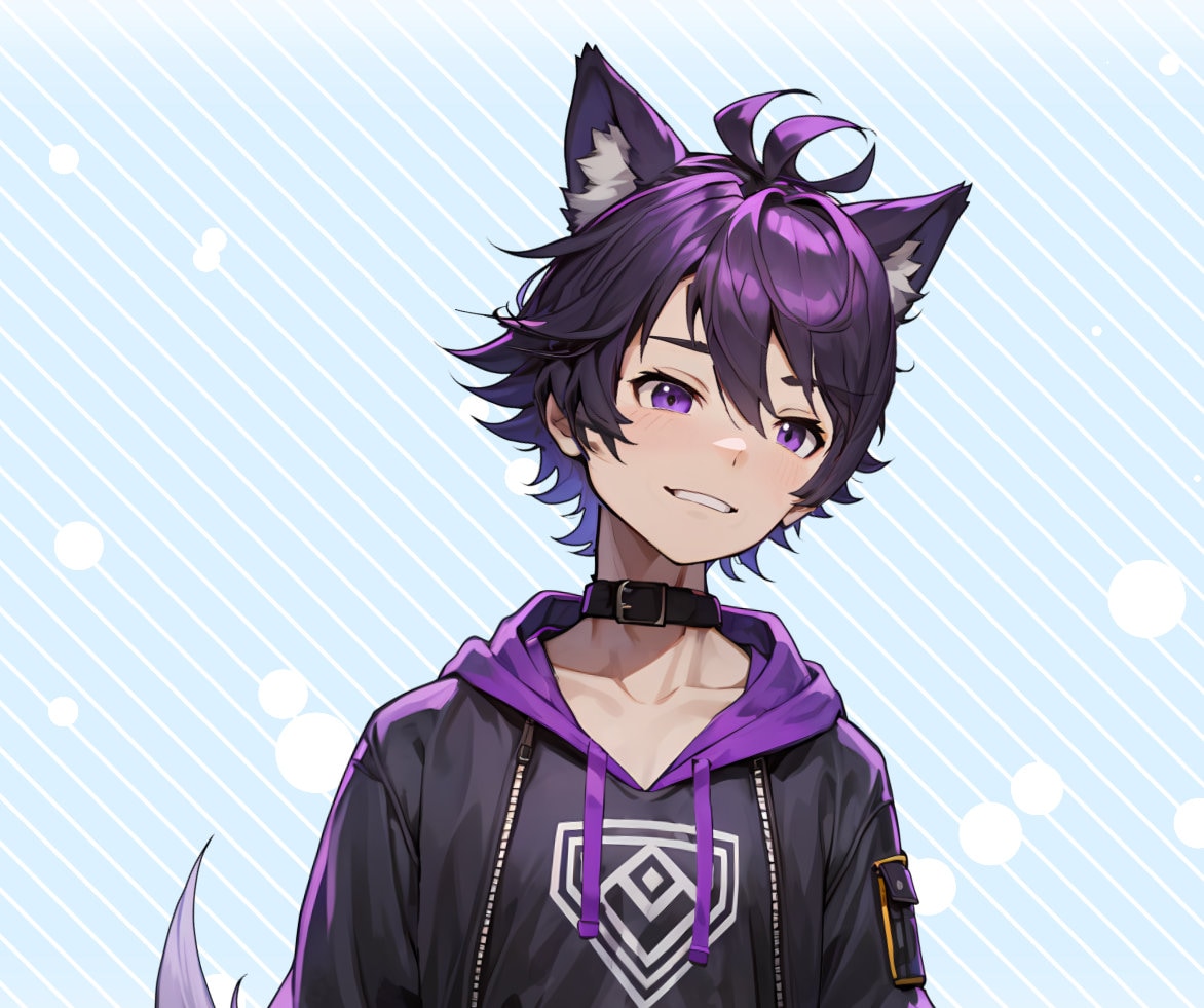 Vtuber - Purple Wolf Boy | Live2d | Animal | Streamer | Wolf | Animal ...