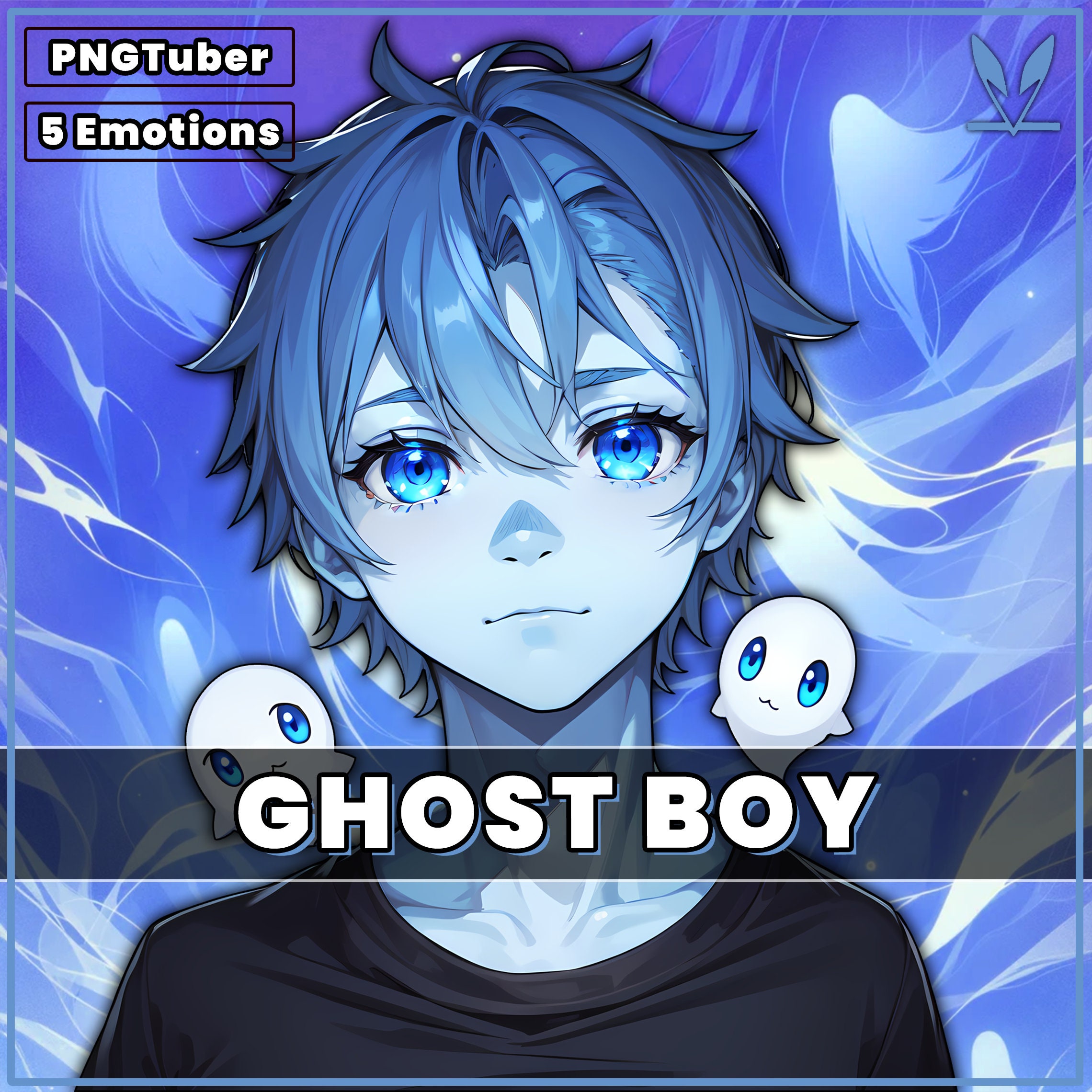 Pngtuber Ghost Boy With 5 Emotions Premade Pngtuber Male Png Model Asset Tuberdesigns for ...