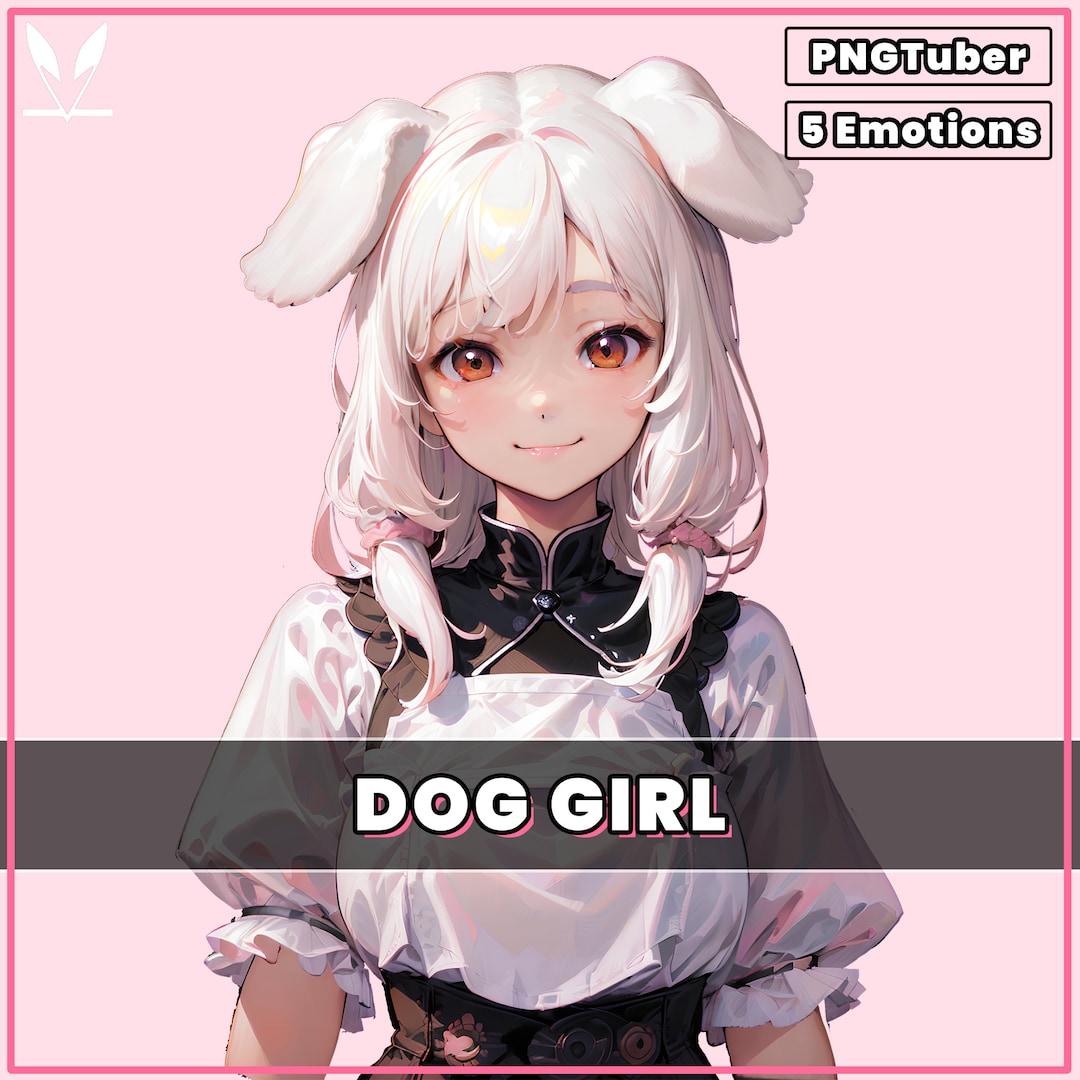 Pngtuber Pink Haired Dog Girl 5 Expressions Premade - Etsy