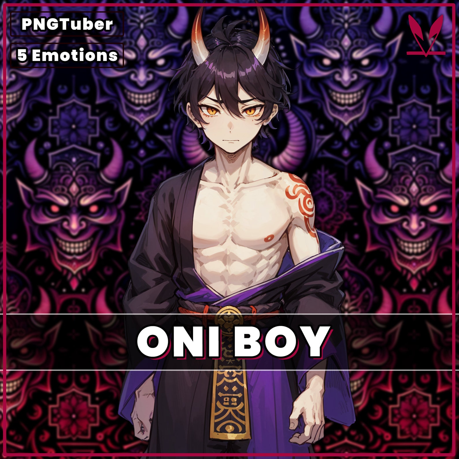 Pngtuber Oni Boy Premade Male Pngtuber - Etsy
