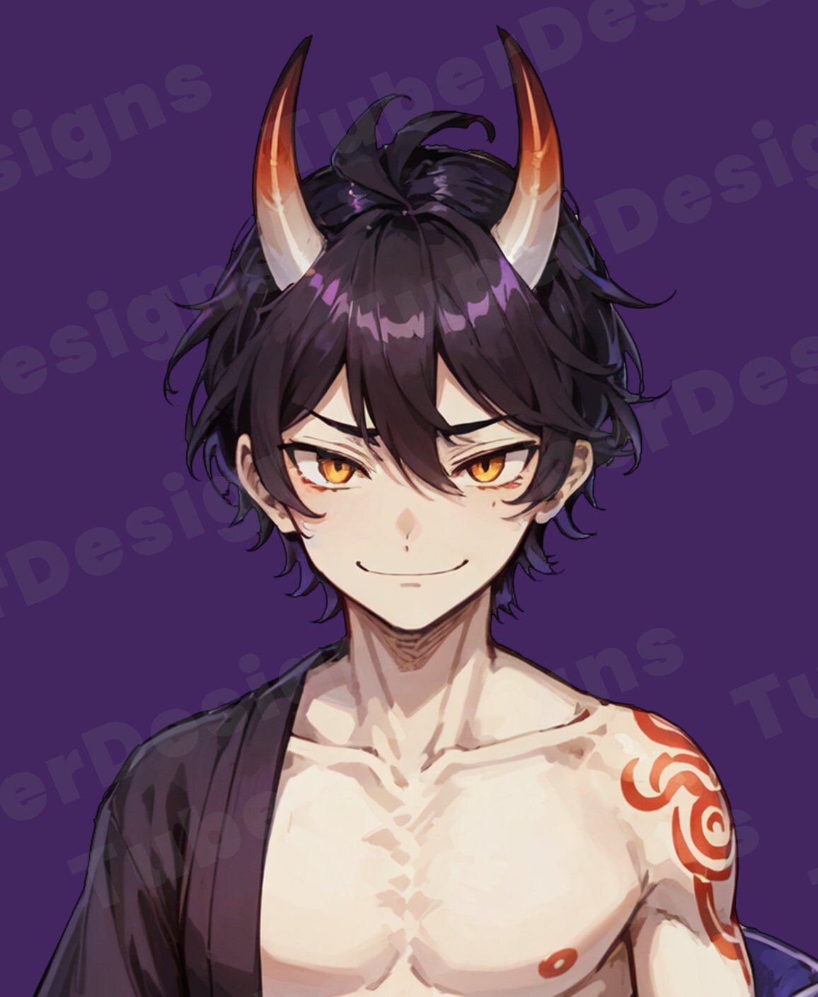 Pngtuber Oni Boy Premade Male Pngtuber - Etsy