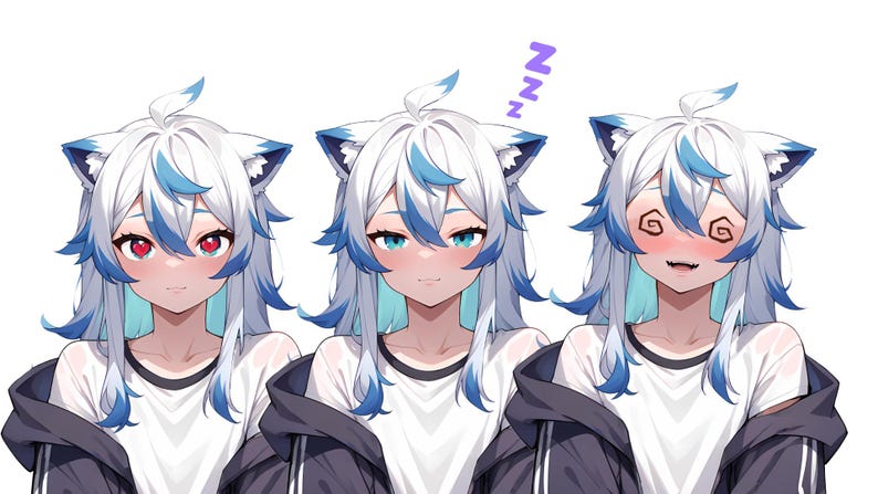 Blue Wolf Vtuber, Premade Fully Rigged Model, Vtube Studio - Etsy