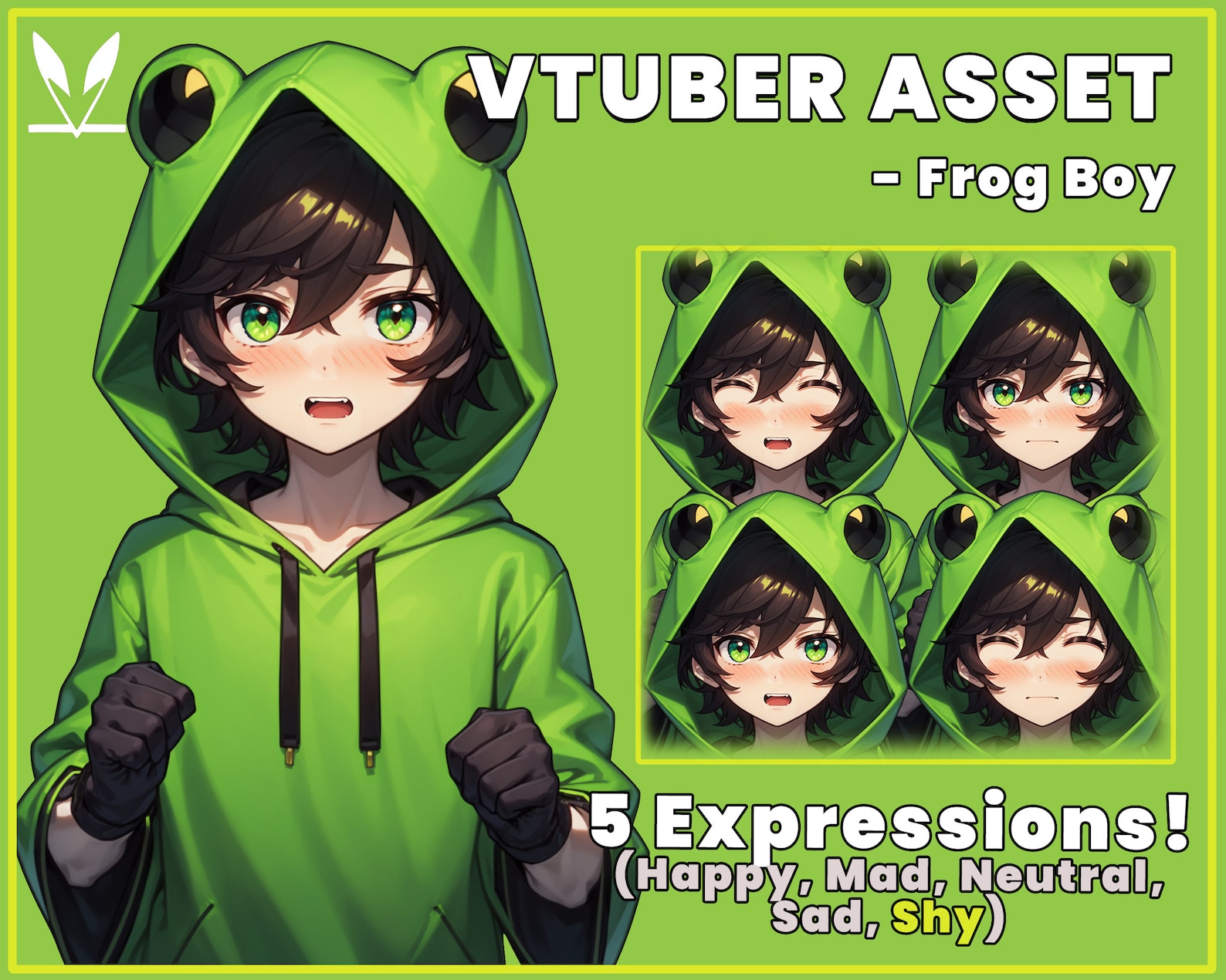 Cute Pngtuber Model | Frog Boy Pngtuber Premade Model | Veadotube Model ...