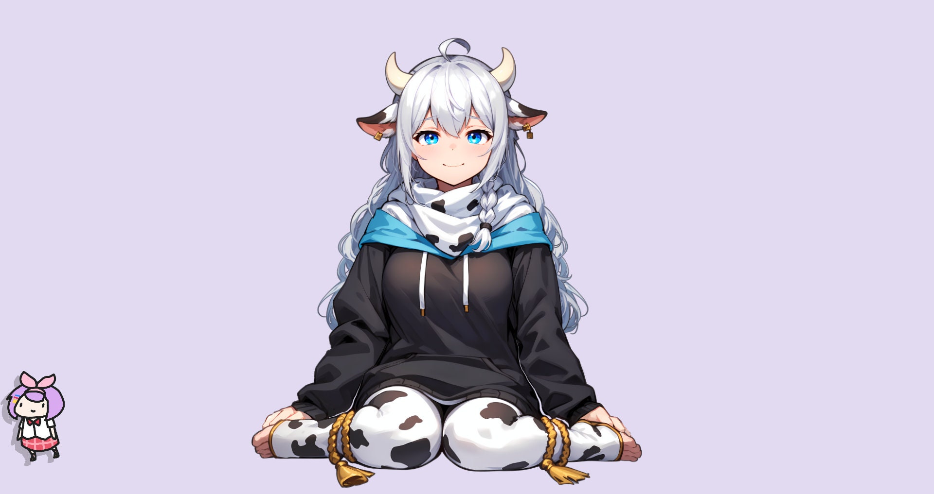 Cow Girl Vtuber Model – White & Blue, Full Body, Live2d - Etsy