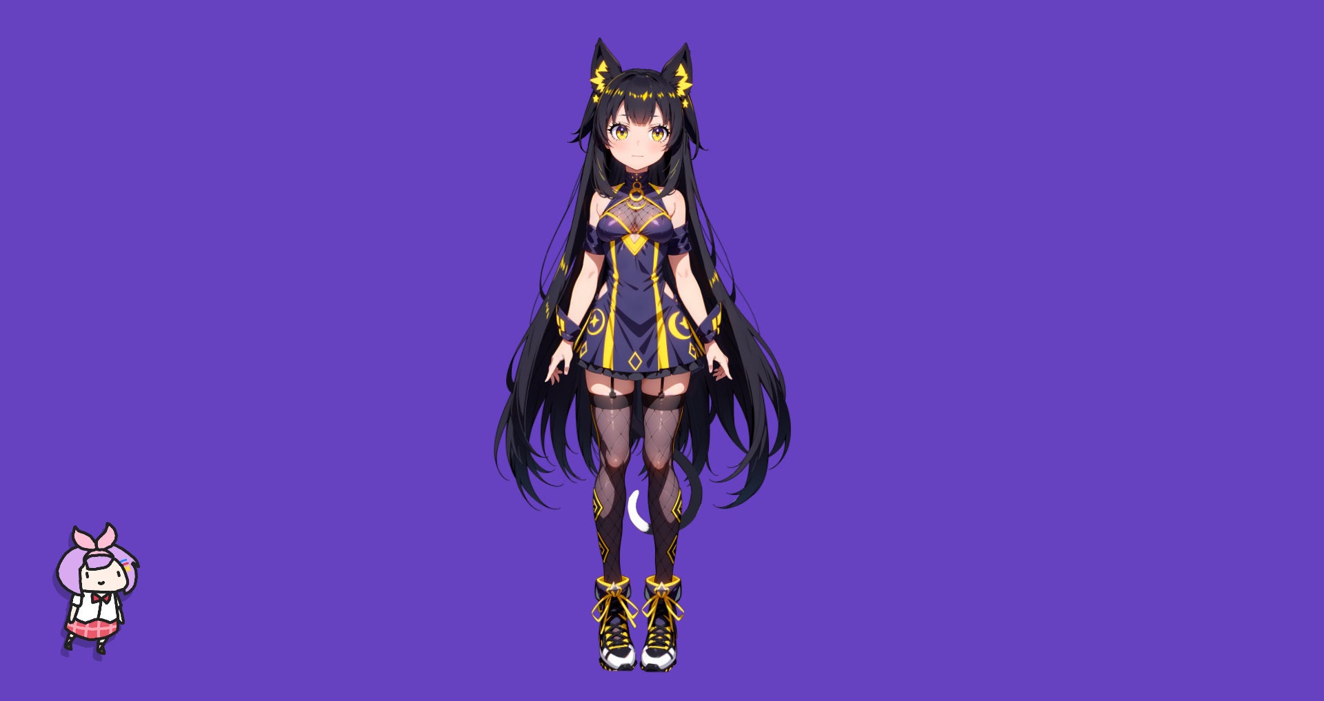 Premade Live 2d Vtuber Model - Shadow Cat Girl for Vtube Studio as a ...