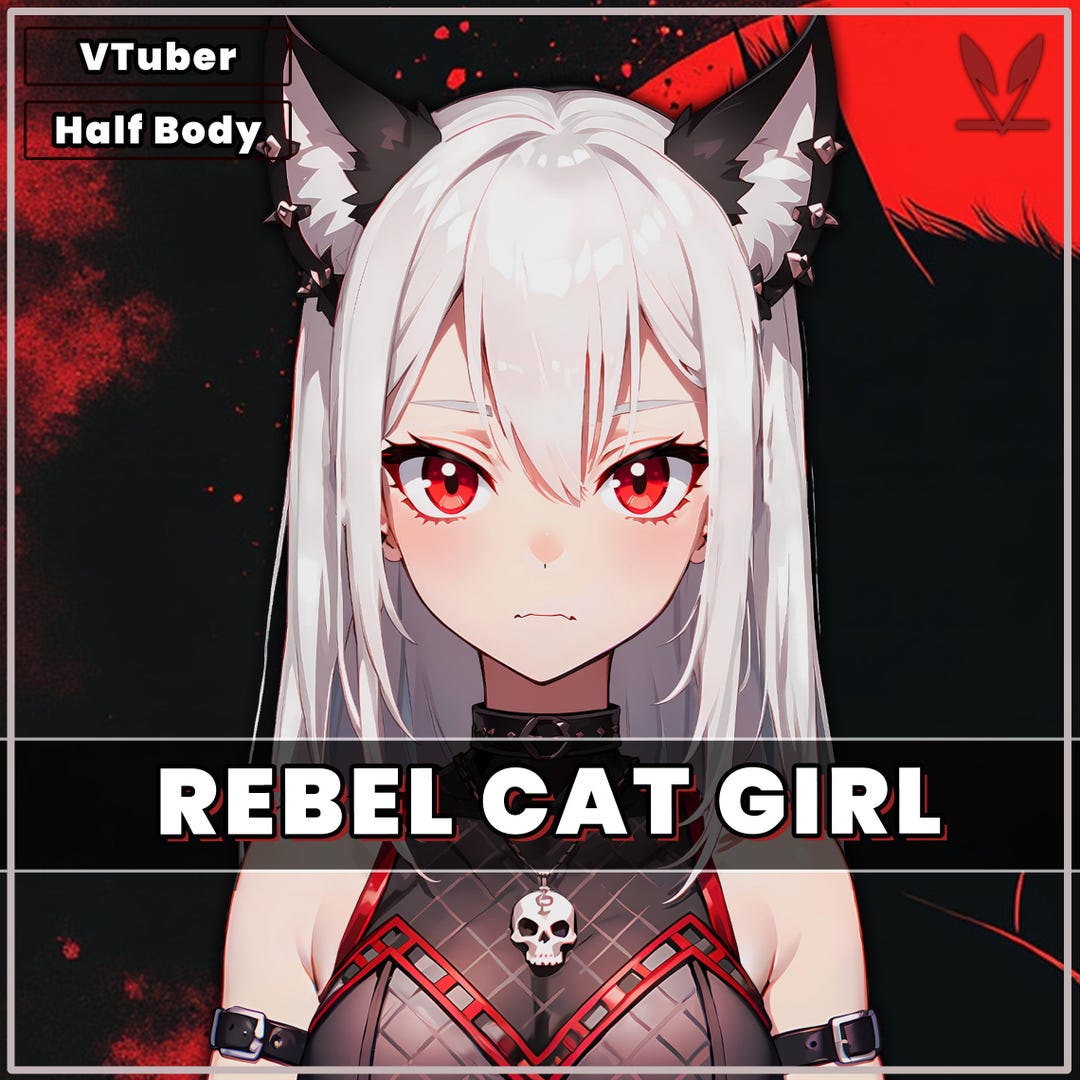 Premade Vtuber Model - Rebel Cat Girl for Vtube Studio as a Hot Black ...