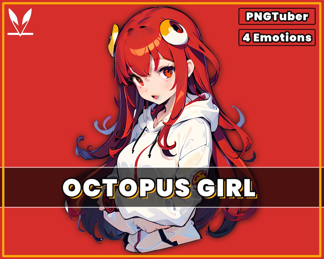 Pngtuber Cute Octopus Girl 4 Expressions Animal Model - Etsy