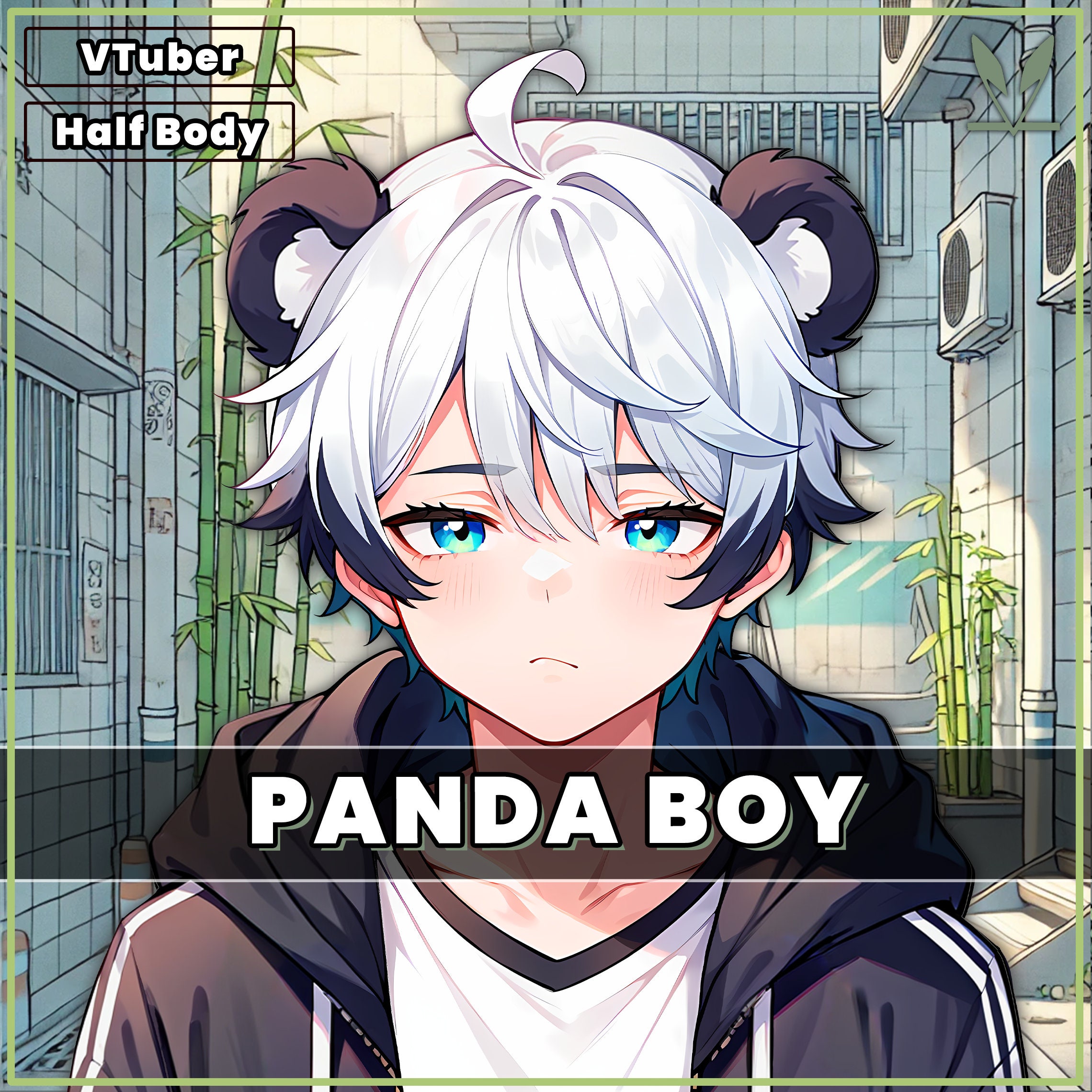 Vtuber - Panda Boy for Vtube Studio as a Cool Black, White Half Body Vtuber Animal Male Live2d ...