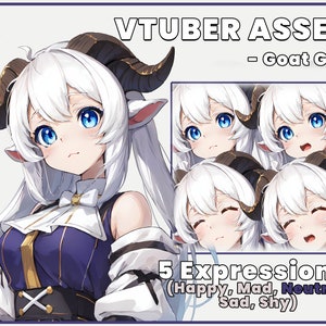Pngtuber Goat Girl 2D Premade Model With 5 Emotions for Live Streaming ...