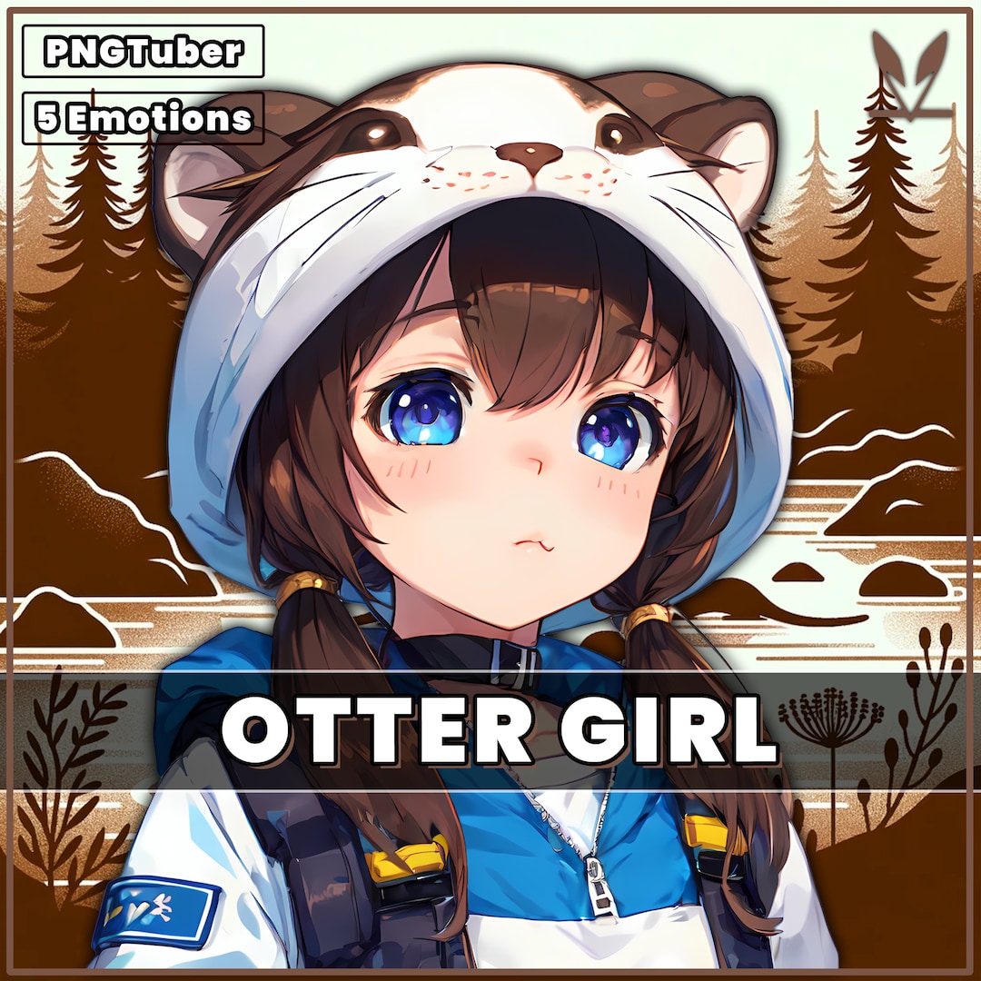 Pngtuber Otter Girl 2D Premade Model With 5 Emotions for Live Streaming ...