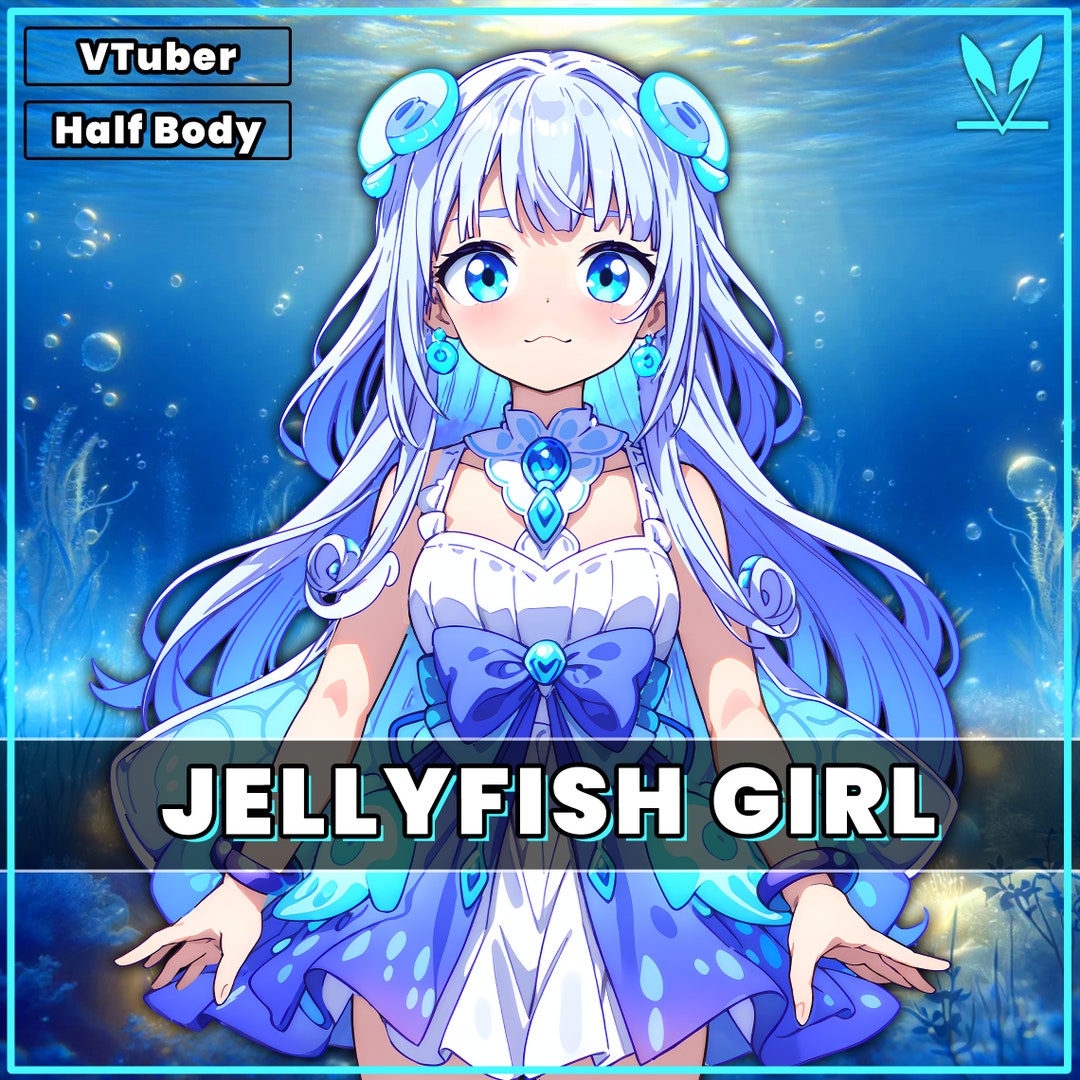 Vtuber Jellyfish Girl for Vtube Studio as a Cute Blue and White Half ...