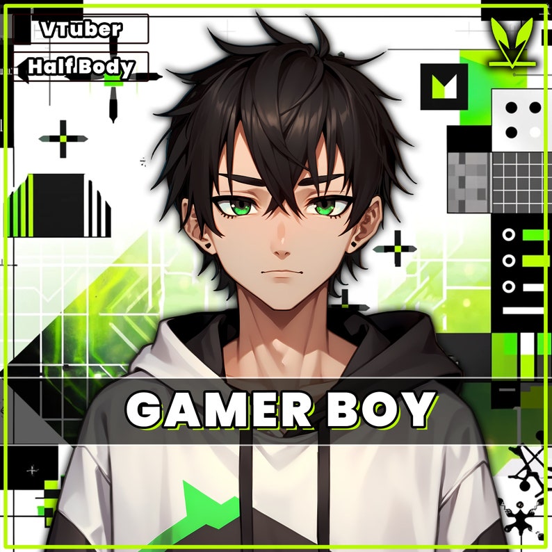 Premade Gamer Boy Vtuber Model – Customizable Full Body 2D - Etsy