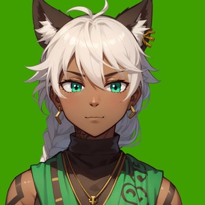 Vtuber - Jade Cat Boy for Vtube Studio as a Cool Green, Gold Full Body ...