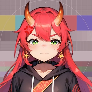 Vtuber - Oni Demon Girl for Vtube Studio as a Cute Orange Half Body ...