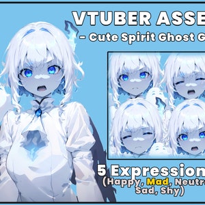Pngtuber - Cute Ghost Girl | 5 Expressions | Premade | Mystical ...