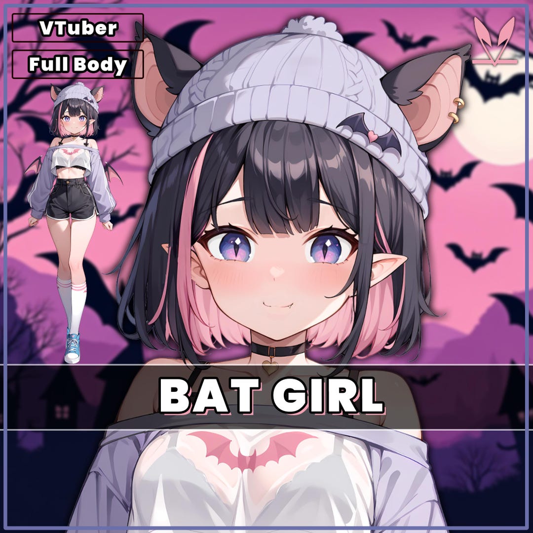Premade Vtuber - Cute Bat Girl Voor Vtube-studio Als Een Schattig Roze ...