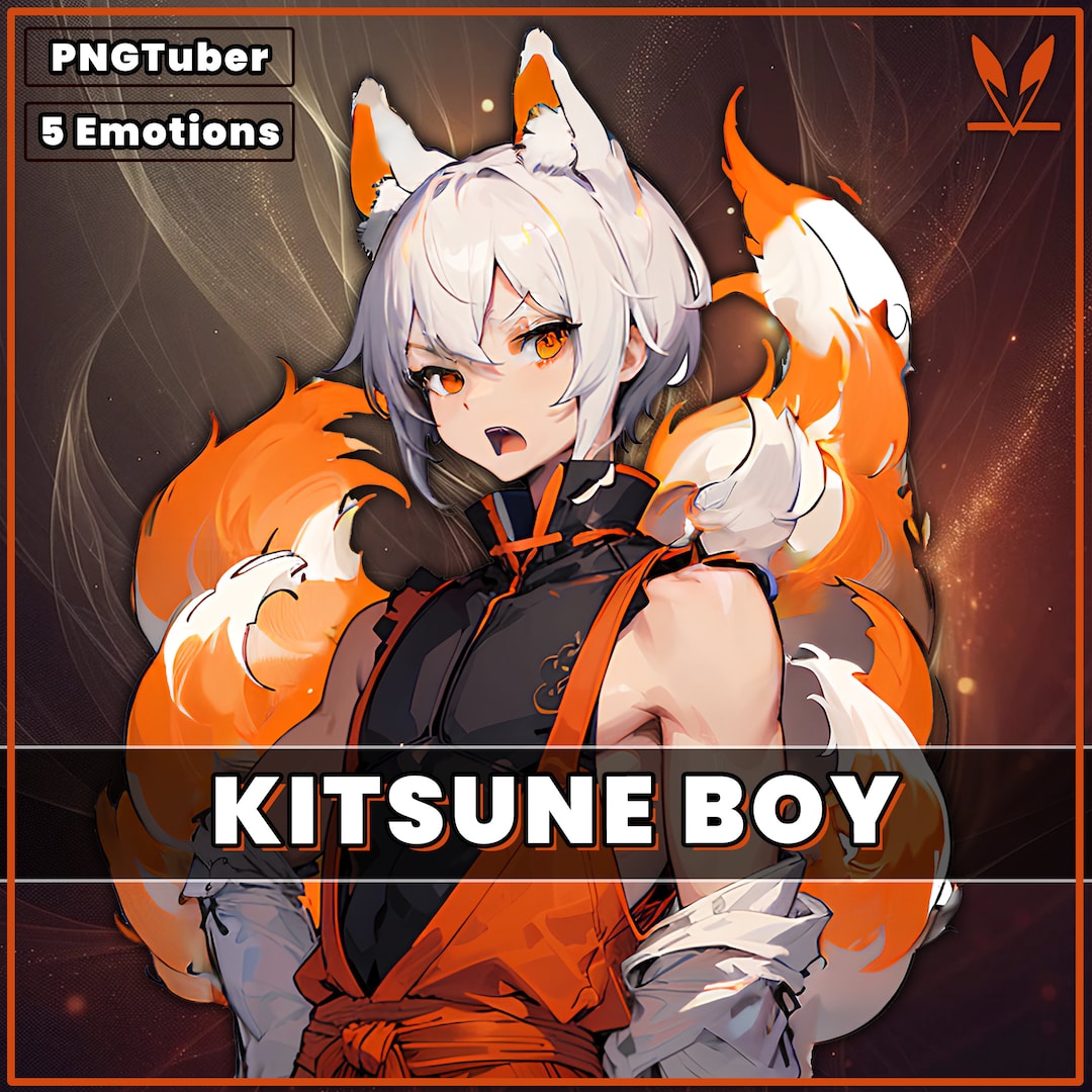 Pngtuber - Cute Kitsune Boy | 5 Expressions | Animal | Streamer | Ninetails | Animal Model ...