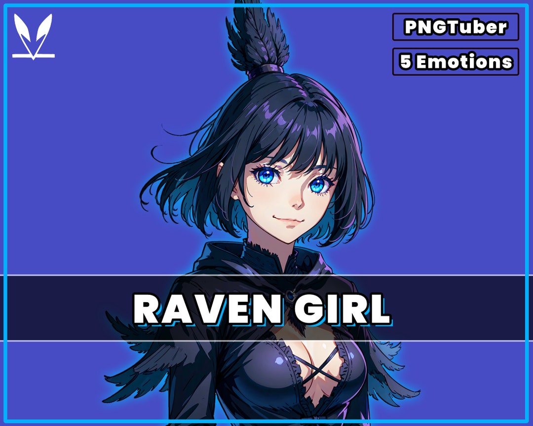 Pngtuber Raven Girl 2D Premade Model With 5 Emotions for - Etsy Canada