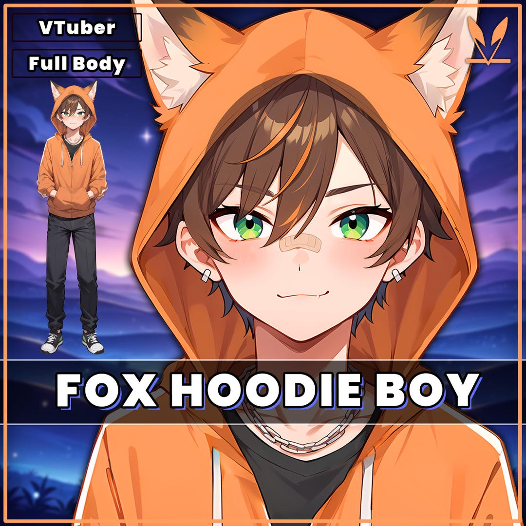 Modelo masculino pré-fabricado do vtuber - Fox Hoodie Boy para o ...
