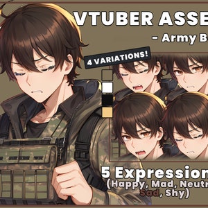 Pngtuber Army Boy 2D Premade Model With 4 Variations and With 5 ...