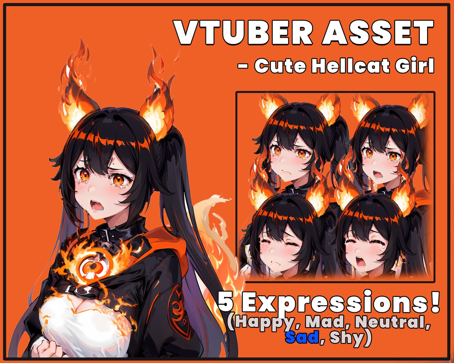 GIFTuber - Linda Chica Gato de Fuego / 5 Expresiones / Prefabricado ...