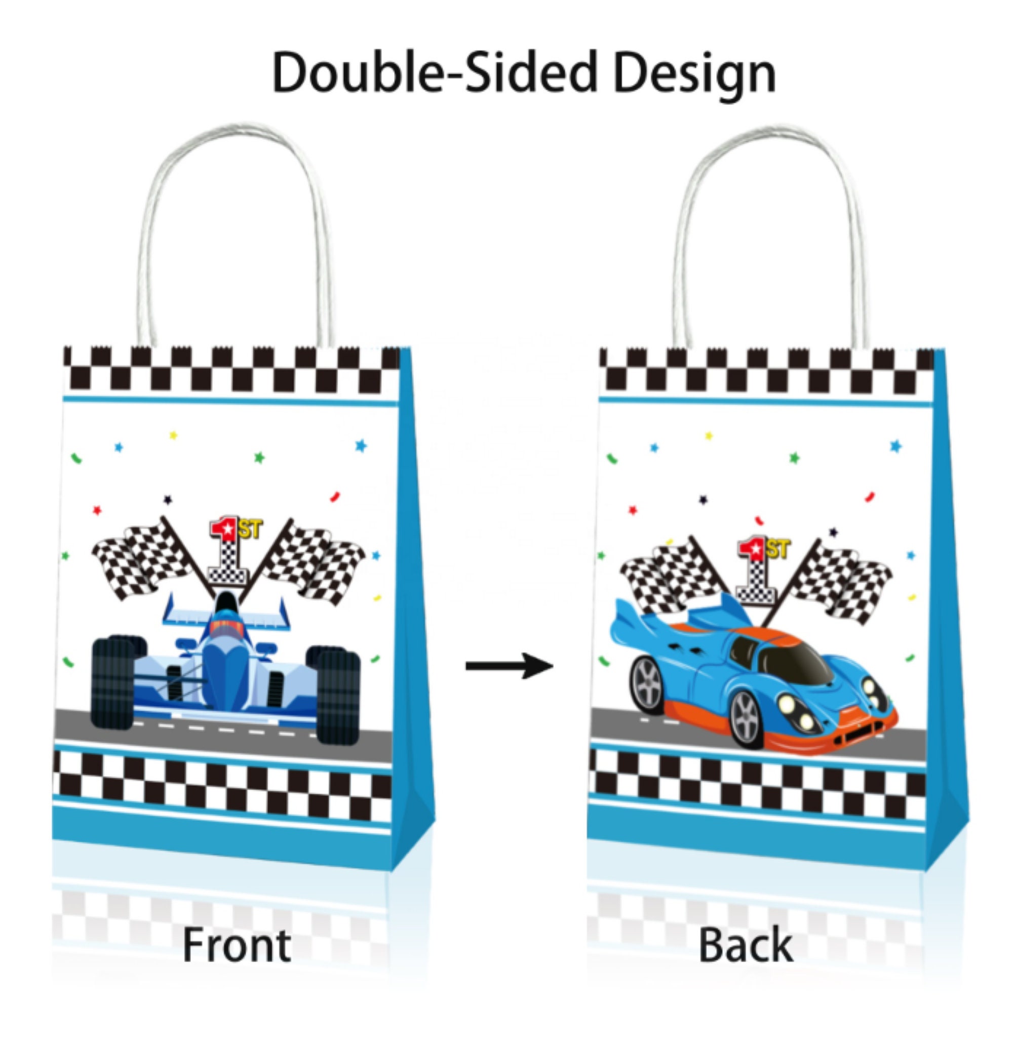 Racecar Party Favor Bags Set of 12 — Race Car Goody Bags — Checkered ...