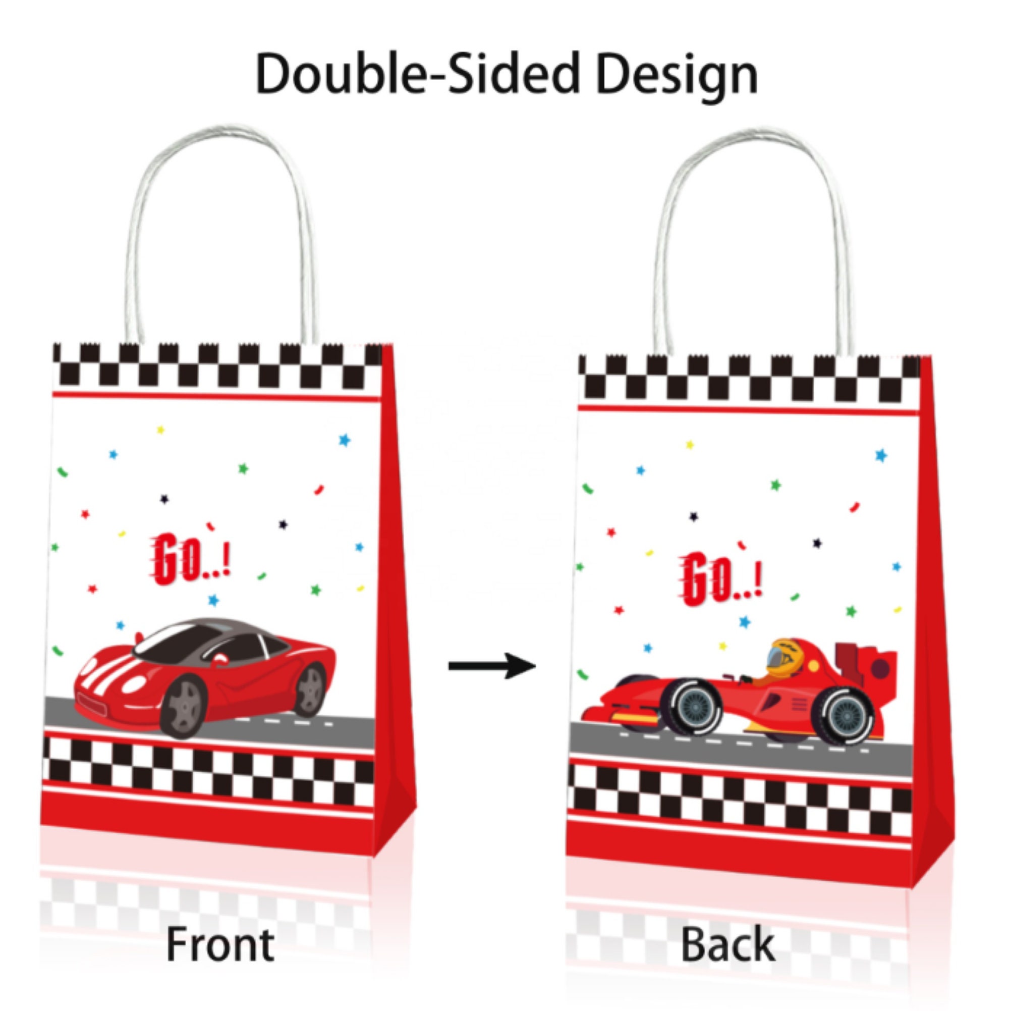 Racecar Party Favor Bags Set of 12 — Race Car Goody Bags — Checkered ...