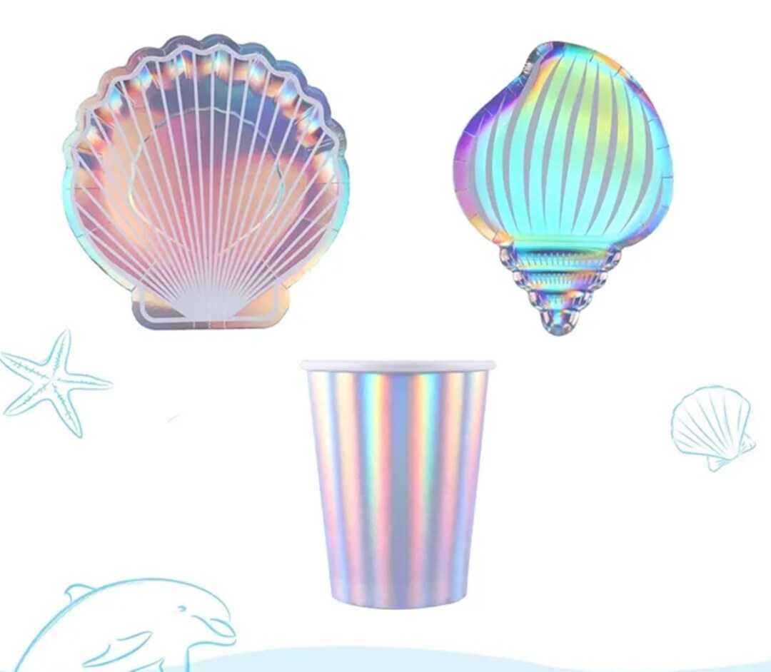 Iridescent Mermaid Party Seashell Shaped Party Package - Etsy