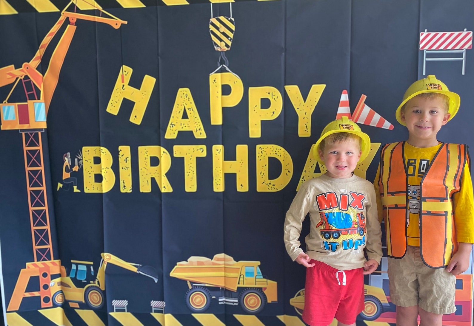Construction Theme Birthday Backdrop - Etsy