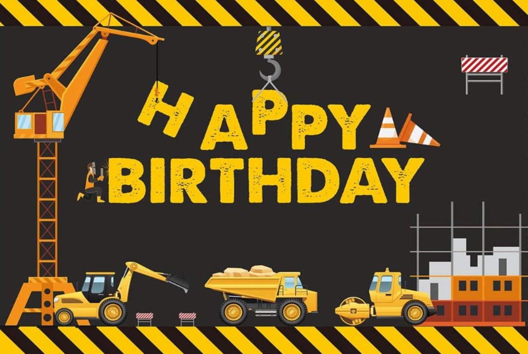 Construction Theme Birthday Backdrop - Etsy