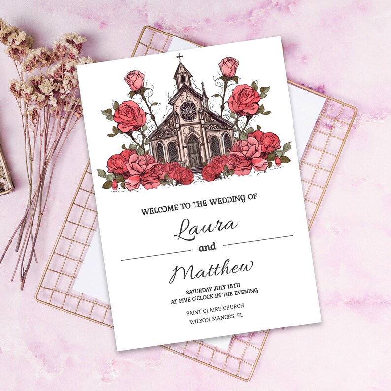 Editable Church Wedding Invitation Printable Chapel Invite - Etsy