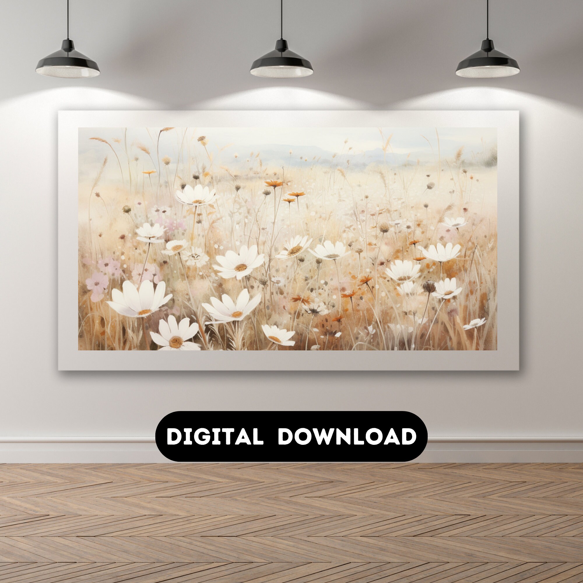Wildflower Field Print, Watercolor Landscape Painting, Farmhouse Décor ...