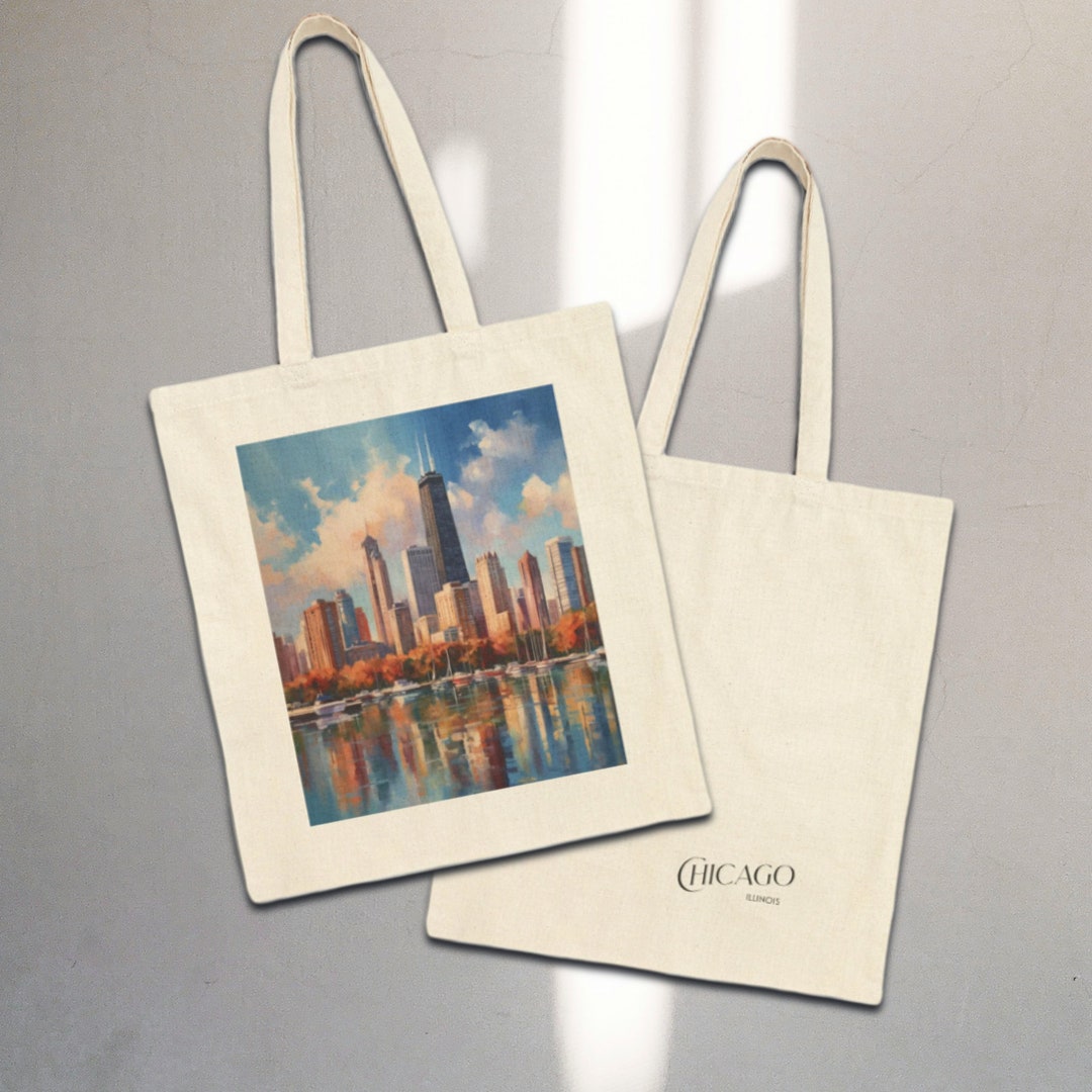 Chicago Tote Bag, Canvas Tote Bag, Travel Gift, Travel Tote Bag ...