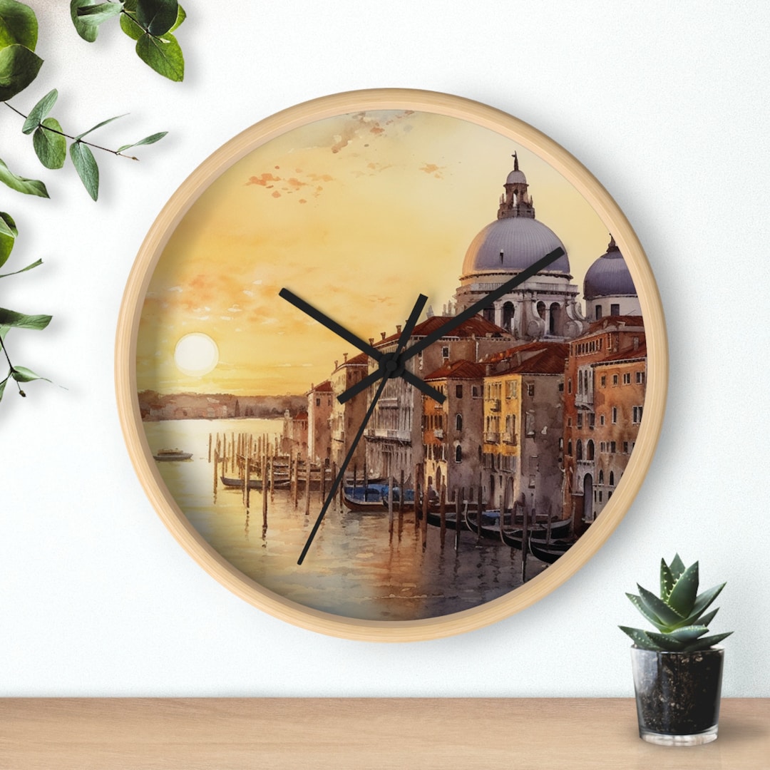 Wood Wall Clock, Venice Art, Italian Clock, Italy Art, Decorative Clock ...