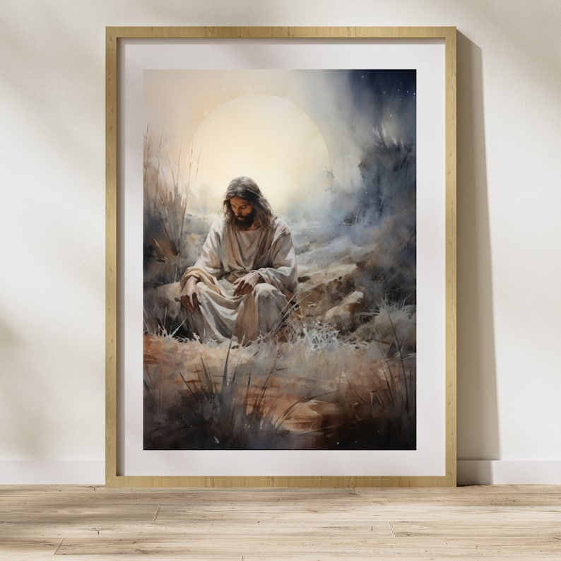 Jesus Praying Wall Art Bible Art Scripture Painting - Etsy