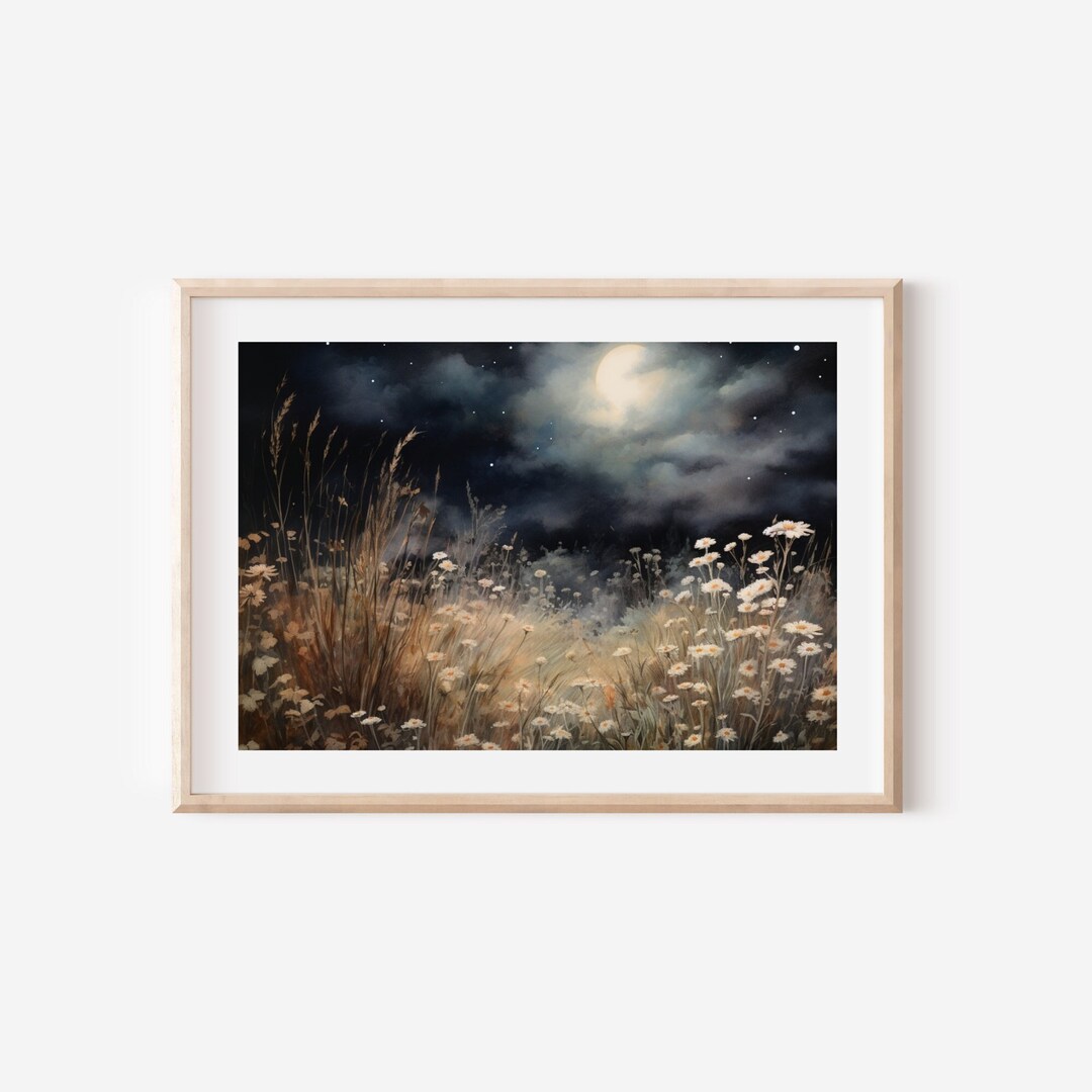 Wildflower Field Print, Watercolor Landscape Painting, Farmhouse Décor ...