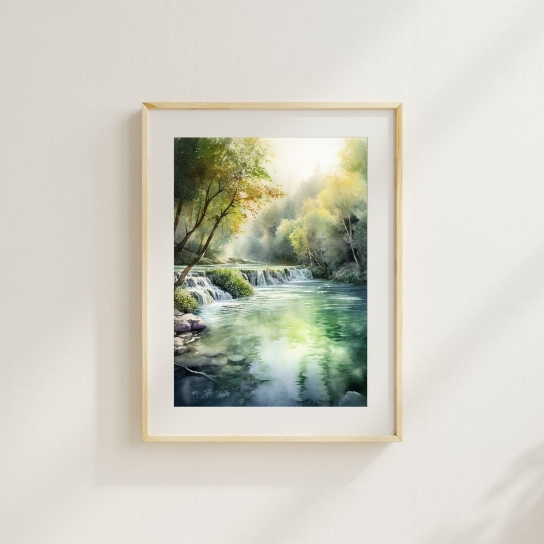 Waterfall Painting, Wall Art, Wall Art Digital Print, Travel Prints ...