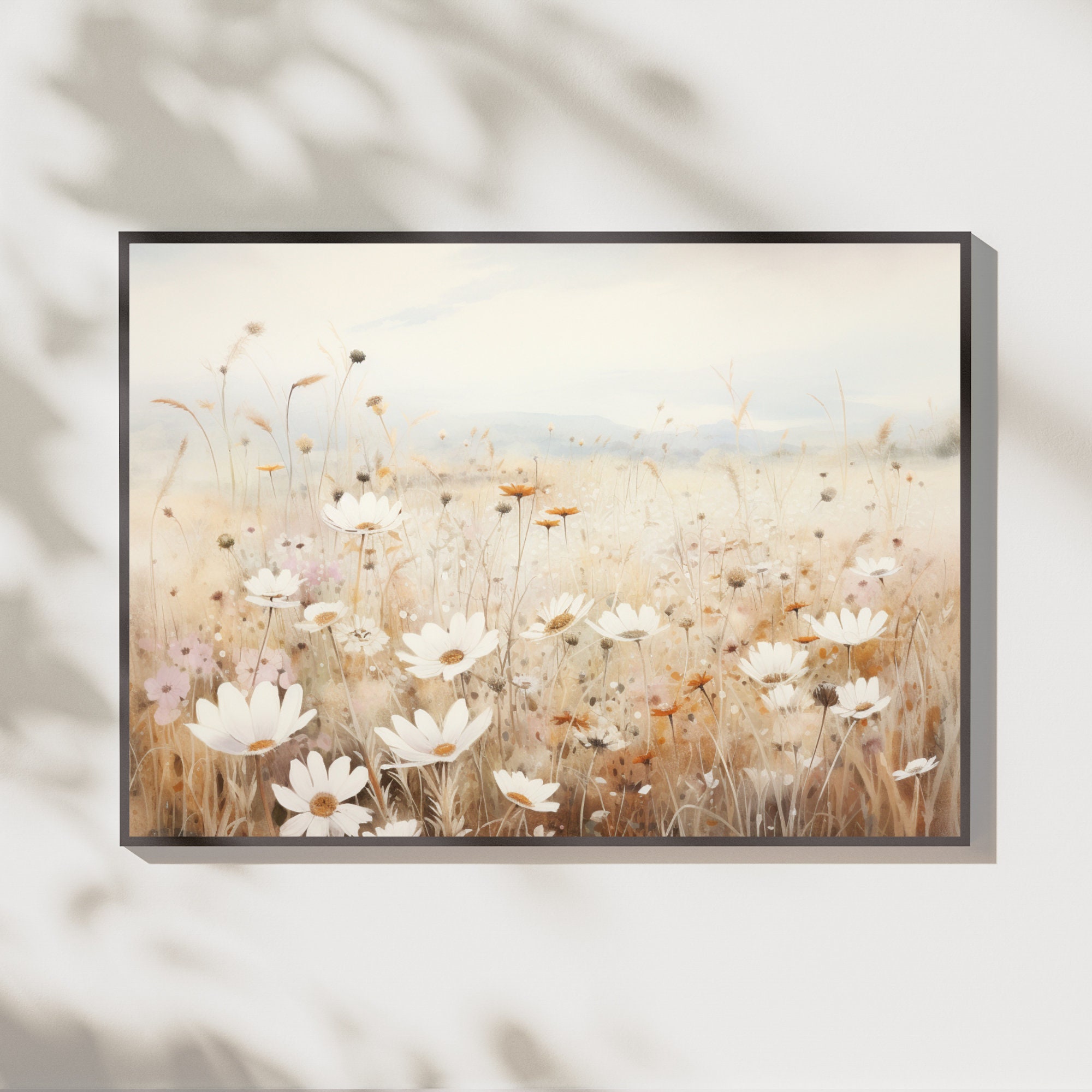 Wildflower Field Print, Watercolor Landscape Painting, Farmhouse Décor ...