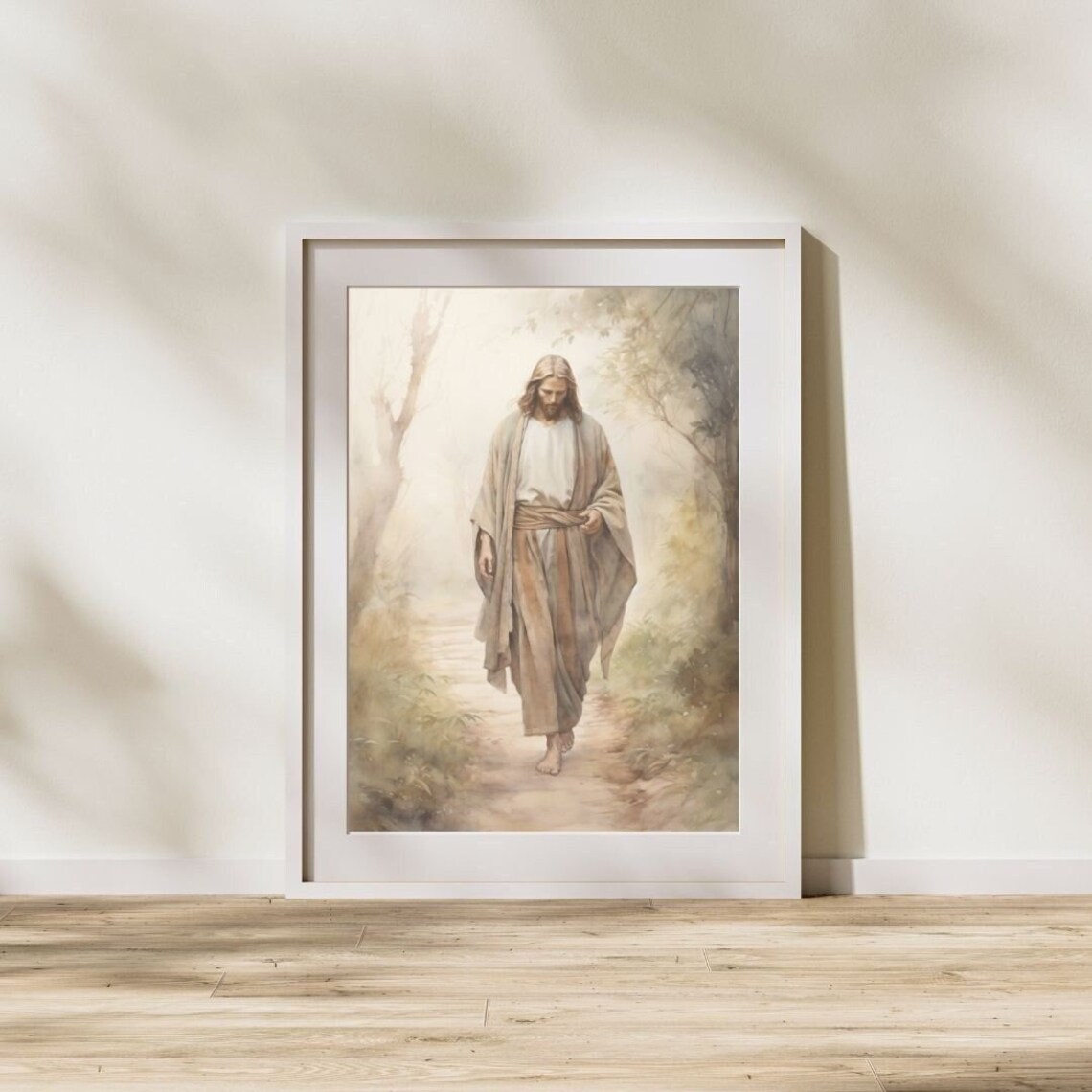 Jesus Walking Art, Set of 2 Art Prints, Bible Art, Jesus Wallart ...