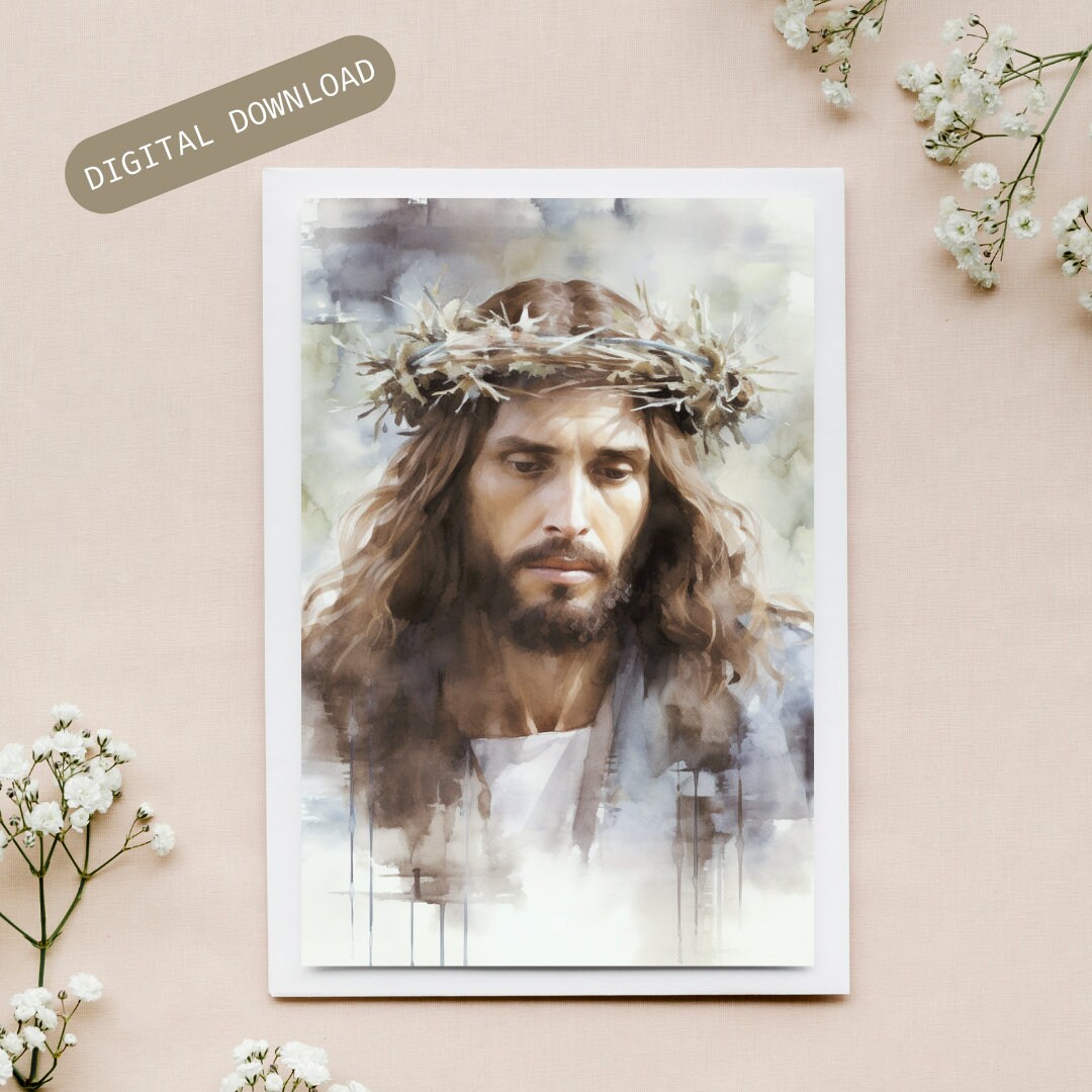 Watercolor Jesus Portrait, Jesus Art, Bible Art, Christian Art, Jesus ...
