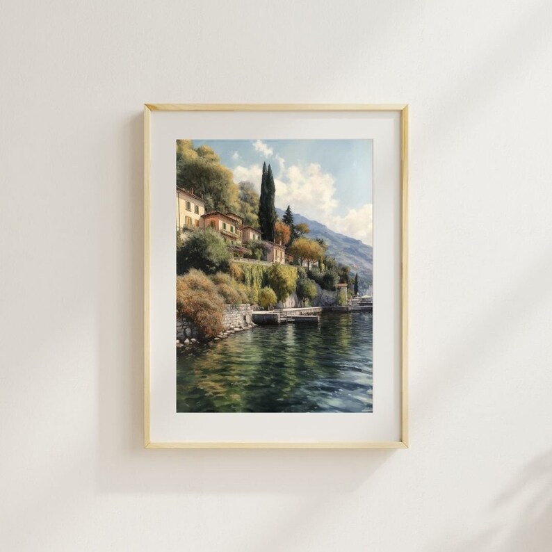 Beautiful Lake Como Painting, Wall Art, Wall Art Digital Print, Travel ...