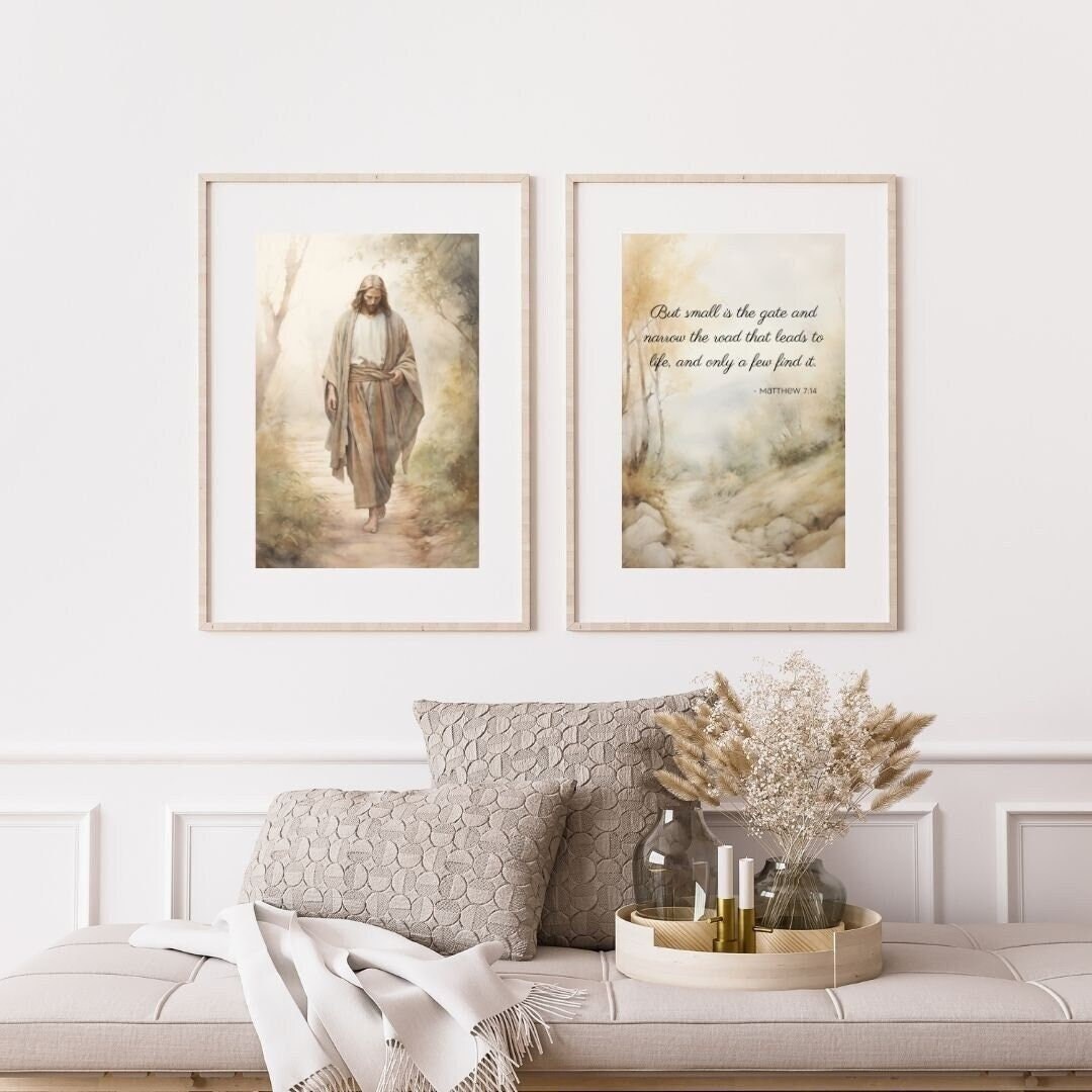 Jesus Walking Art Set of 2 Art Prints Bible Art Jesus - Etsy