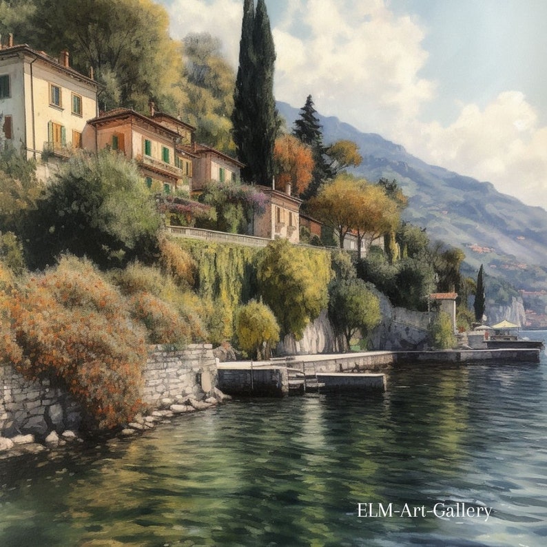 Beautiful Lake Como Painting Wall Art Wall Art Digital - Etsy