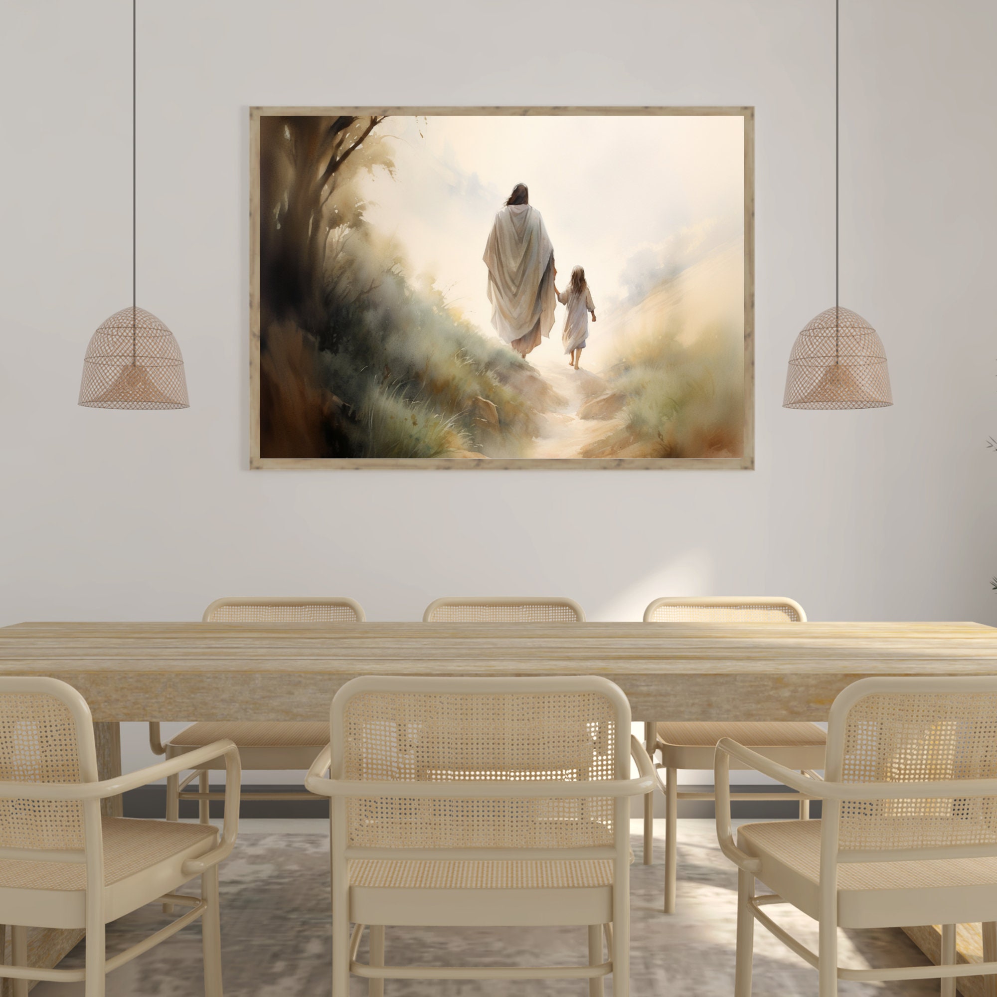 Follow Me Jesus Landscape Print, Jesus Walking Art, Bible Art ...